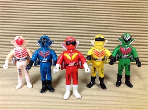 【傷や汚れあり】k67】秘密戦隊ゴレンジャー アオレンジャー アカレンジャー キレンジャー ミドリレンジャー モモレンジャー ソフビ 当時物