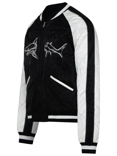 Palm Angels Bomber In Nylon Nero E Bianco | Grailed