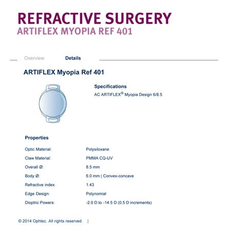 Ophtec Artiflex Phakic Iols Opto Medica