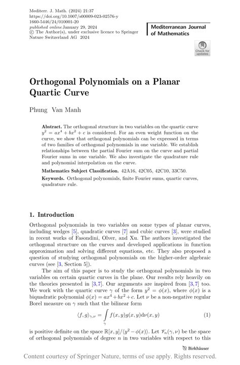 Orthogonal Polynomials On A Planar Quartic Curve