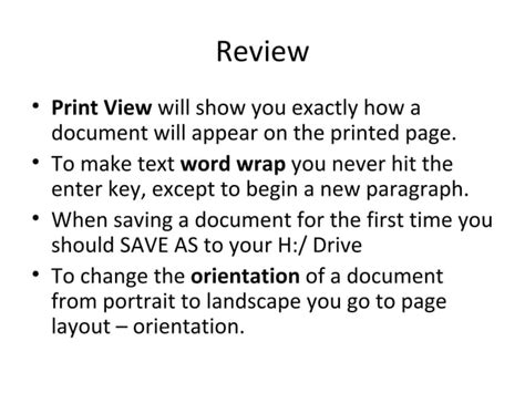 Word Processing Test Review Ppt