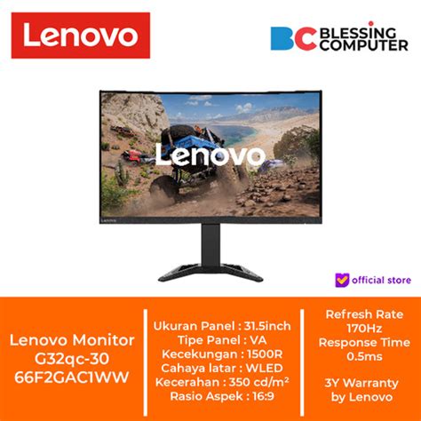 Promo Monitor Lenovo G32qc 30 Qhd 170hz 05ms 66f2gac1ww Cicil 0 3x