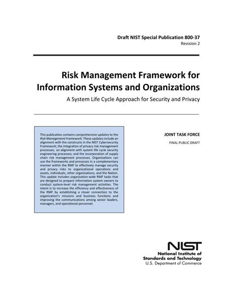 Pdf Risk Management Framework For Information Systems And