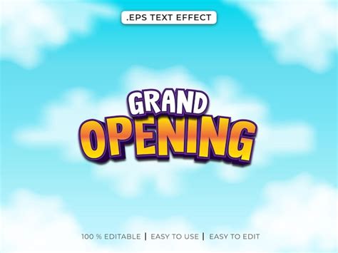 Premium Vector Grand Opening 3d Text Effect With Cloud