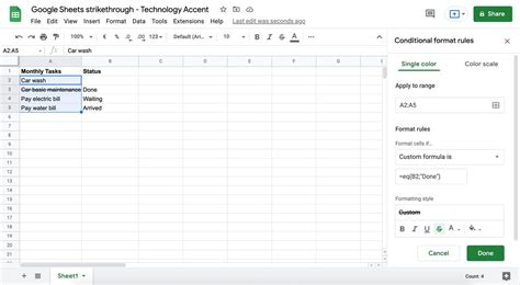Google Sheets Strikethrough Complete Guide Technology Accent