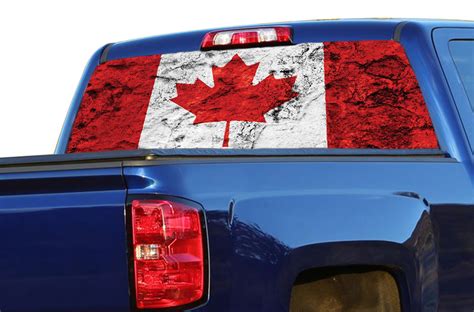 Chevy Silverado Rear Window Decals Perforated Graphics Canada Flag