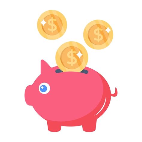 돼지 저금통 평면 디자인의 아이콘 프리미엄 벡터
