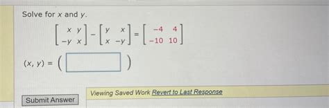 Solved Solve For X ﻿and Yviewing Saved Work Revert To Last