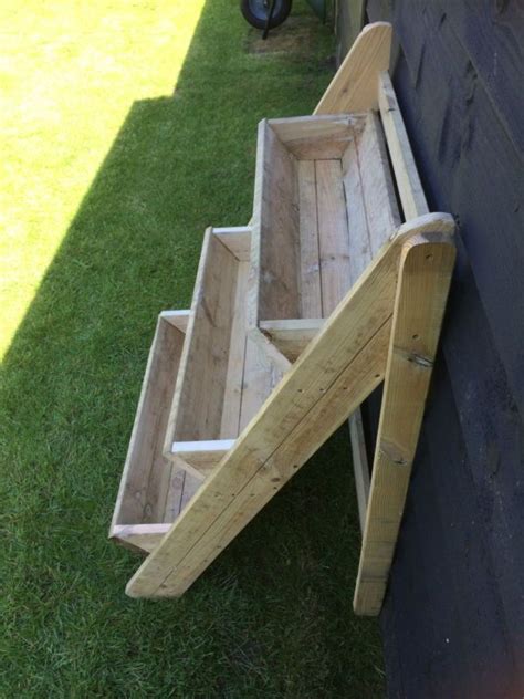Wooden Plant Stand 3 Tier Trough Garden Strawberry Herb Flower Planter