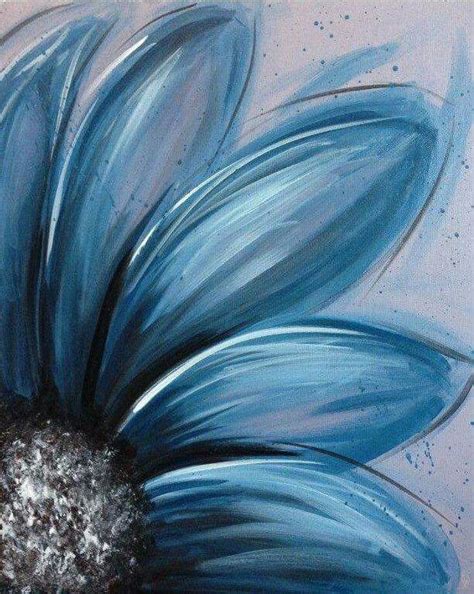 Abstract Blue Flower Painting