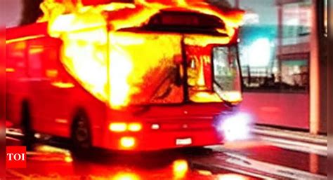 Nagpur Bus Fire Narrow Escape For Passengers As Msrtc Bus Catches Fire