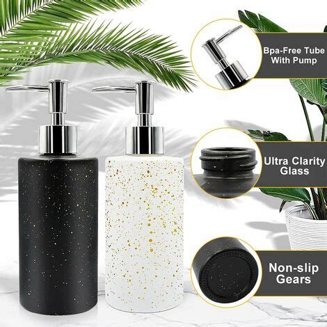 Lot De 2 Distributeurs De Savon En Verre De 350 Ml Avec Pompe