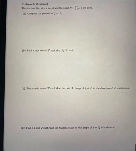 solved the function f x y ysin x and the point p 4π 1