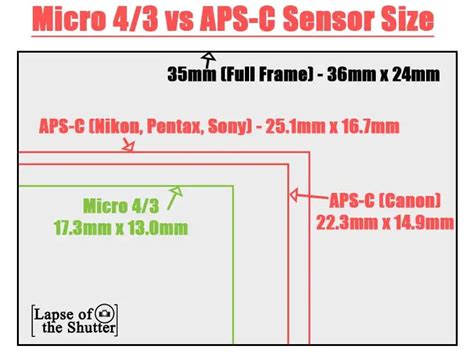 Micro 43 Vs Aps C Sensor Sizes Compared