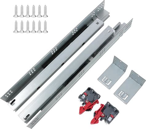 Pair Of DTC Undermount Drawer Slide Plastic Front Locking Device Grey