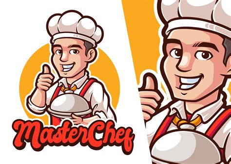 Master Chef Mascot Cartoon Logo Man Character Profession Logo 19860963