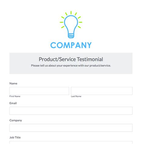 Testimonial Form Template Formstack