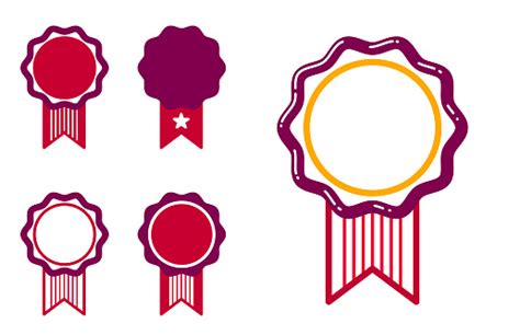 빈 벡터 빈티지 클래식 스타일 배지 세트 고립 정품 보증 스티커 기하학적 간단한 엠블럼 또는 로고 디자인 프로젝트 또는 제품 라벨라운드 모양아이콘 1위에 대한 스톡 벡터
