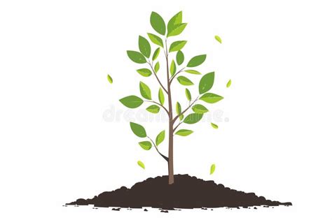 Young Tree Sapling In Earth Isolated Vector Style Stock Vector