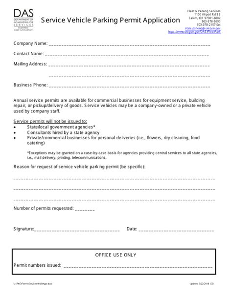 Oregon Trip Permit Template