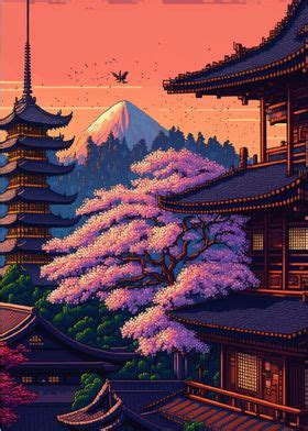 Japan Pixel Art Poster By M Art Displate