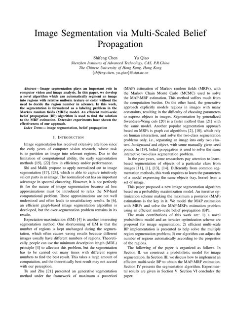 Pdf Image Segmentation Via Multi Scaled Belief Propagation