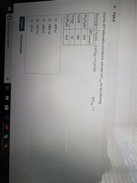 Solved Part A Use The Ah Information Provided To Calculate