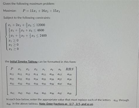 Solved Given The Following Maximum Problem Maximize Chegg Com