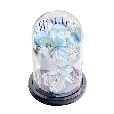 【台灣現貨】永生花燈 永生玫瑰花 永生花玻璃罩 香皂花 永生花許願瓶 玻璃罩玫瑰花束 永生led小夜燈 情人節禮物 蝦皮購物