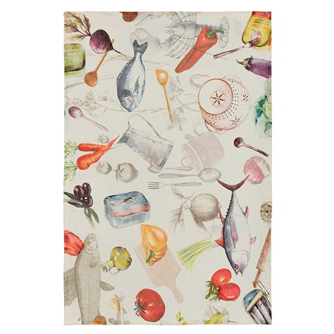 Coucke Linen Printed Tea Towel With Sardines