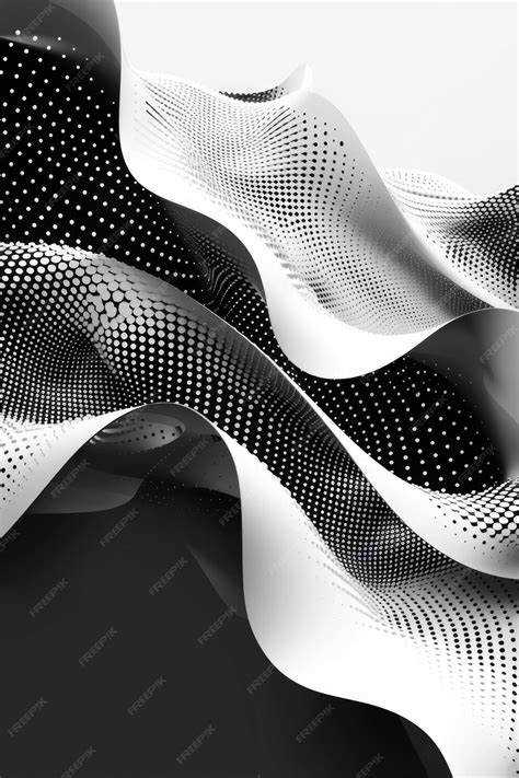 Black And White Abstract Halftone Wave Pattern Background Premium Ai Generated Image