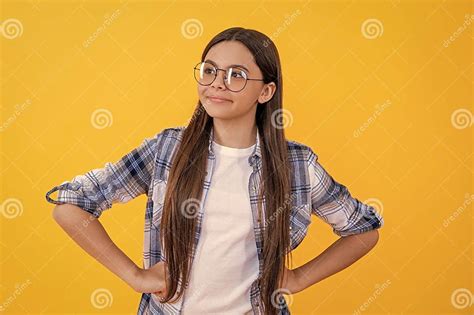 Teenage Girl In Eyesight Eyeglasses Look Somewhere Girl With Eyesight