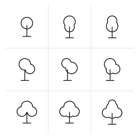 Tree Line Icon Set Collection Of Minimalistic Vector Illustrations Vector Art At Vecteezy