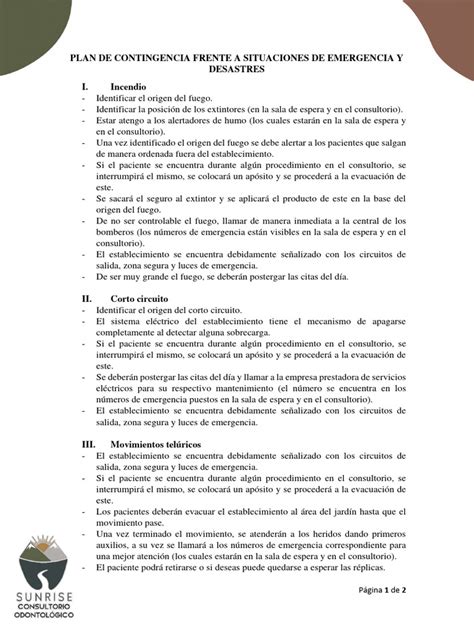 Plan De Contingencia Frente A Situaciones De Emergencia Y Desastres