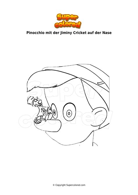 Ausmalbild Pinocchio Mit Der Jiminy Cricket Auf Der Nase