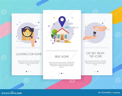 Onboarding Screens User Interface Kit For Mobile App Templates Concept Of Home Rent Concept For