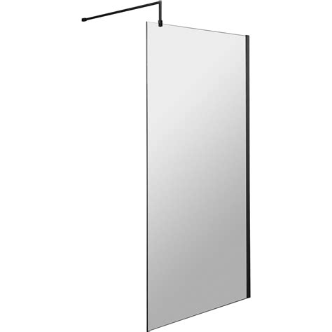 Nuie Matt Black Wetroom Screen With Support Bar 1850 X 1000mm Homebase