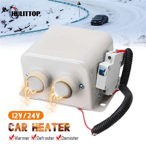1200w 12v 24v 자동차 전기 히터 난방 팬 앞 유리 건조기 세라믹 자동차 히터 2 홀 난방 성에 제거 김서림 방지