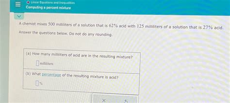 Solved Linear Equations And Inequalitiescomputing A Percent