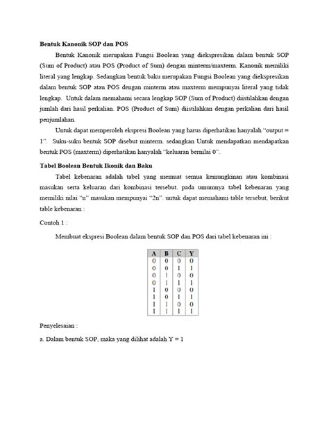 Aljabar Boolean Bentuk Kanonik Sop Dan P Pdf