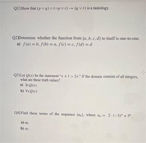 solved q1 show that p∨q ∧ ¬p∨r → q∨r is a tautology
