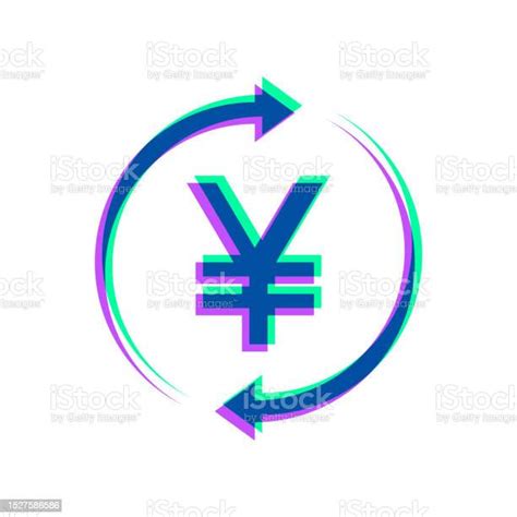 Yens를 변경하고 전송합니다 흰색 배경에 두 가지 색상이 오버레이된 아이콘 3차원 형태에 대한 스톡 벡터 아트 및 기타 이미지