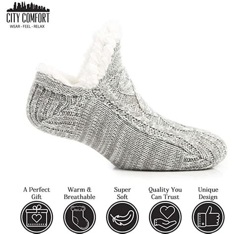 Citycomfort Fluffy Socks For Men And Women Size 5 8 Non Slip Knitted