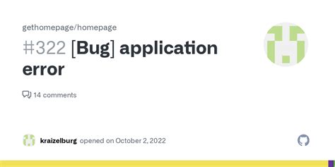 Bug Application Error · Issue 322 · Gethomepagehomepage · Github