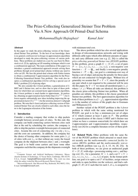 Pdf The Prize Collecting Generalized Steiner Tree Problem Via A New