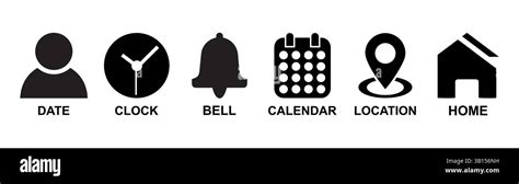 Date Time Location Address Notification Icon Clock Calendar Location Pin Home Bell Icon