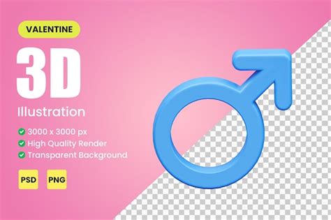 Premium Psd 3d Male Gender Symbol Sign Valentine 3d Illustrationn