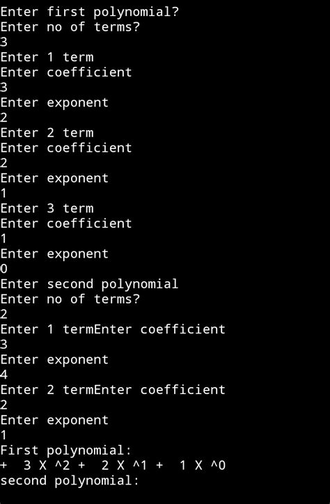 Rare Programming Codes Polynomial Addition And Multiplication Using