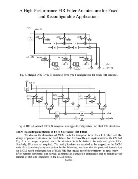 A High Performance Fir Filter Architecture For Fixed And Reconfigurable Applications Docx