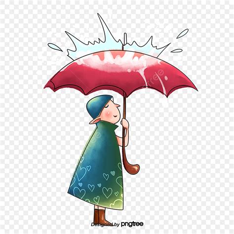 우산을 들고 있는 캐릭터 일러스트 보이 비 우산 요소 Png 일러스트 및 Psd 이미지 무료 다운로드 Pngtree